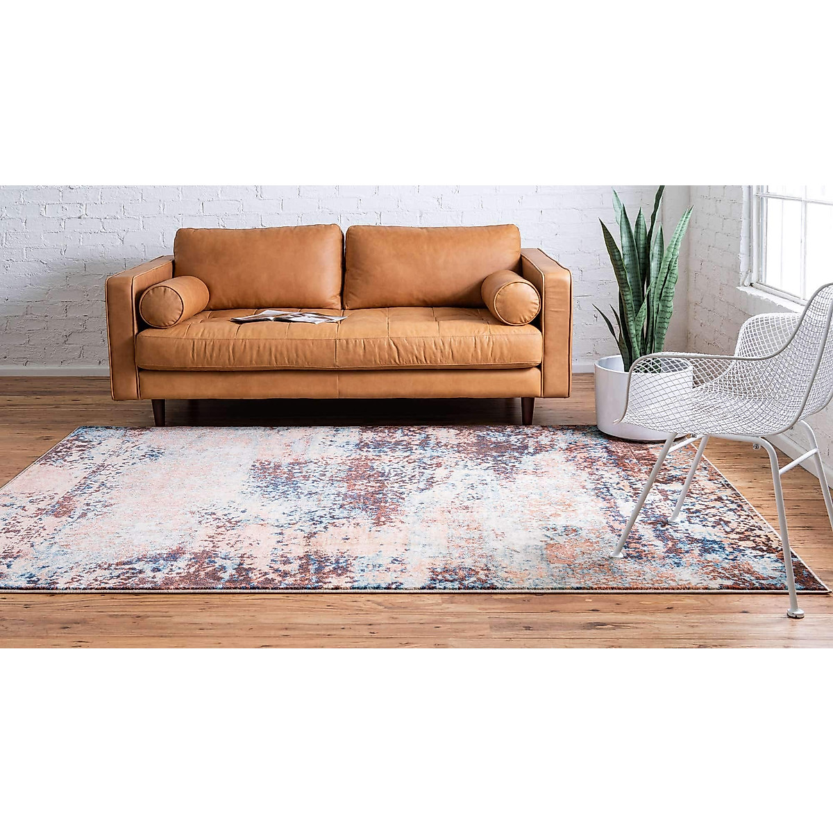 Unique Loom Mystic Collection Area Rug - Seine (8'x 10' Rectangle, Brick Red/ Blue)
