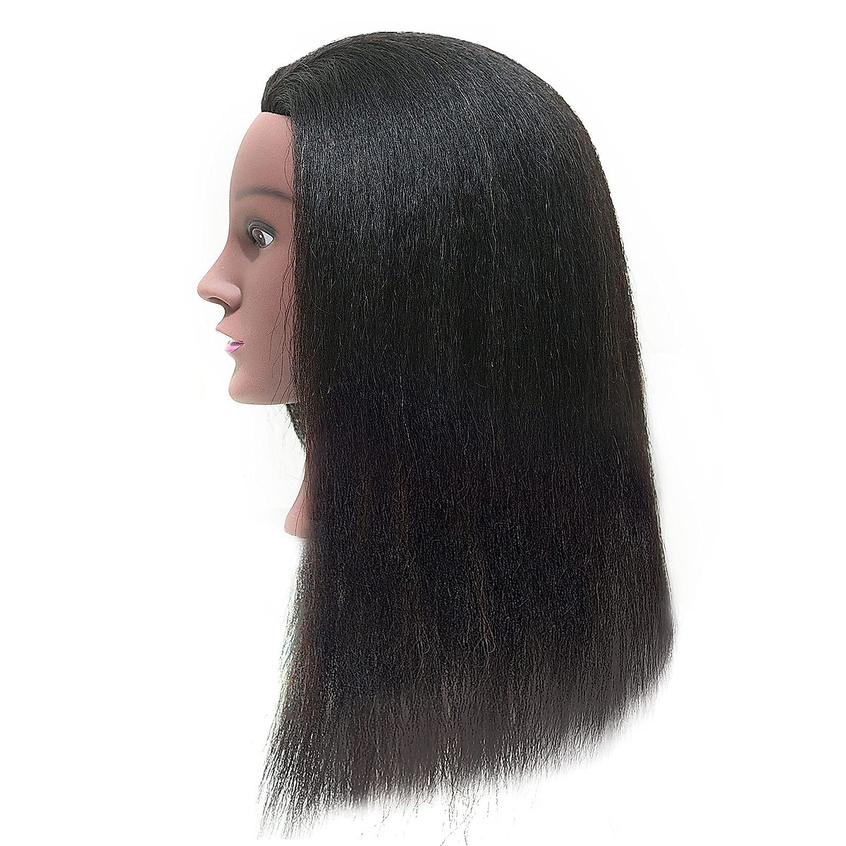 Mannequin Head 50% Human Hair Hairdresser Cosmetology Mannequin Manikin Training Head Hair and Free Clamp Holder (zhifa-2)