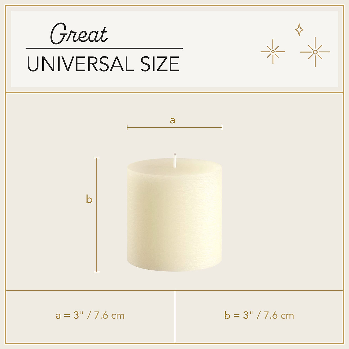 Melt Candle Pillar Candles, 3 Pack - Unscented Candles for Home, Church, Weddings, & More - 3" x 3", Ivory
