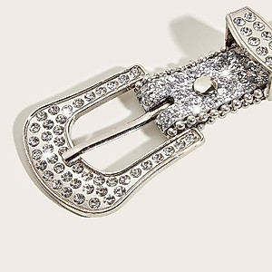 OVOY Womens Rhinestones Studded Belts Bling Big Diamond Cowgirl Cowboy Waist Belt for Jeans Dresses Fit for 27"-39"