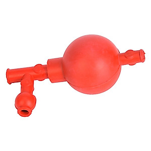 Pipetting Ball Quantitative Suction Bulb Rubber Pipette Filler Lab Suction Ball Pipette Lab Pipette Filler Bulb with 3 Openings Red
