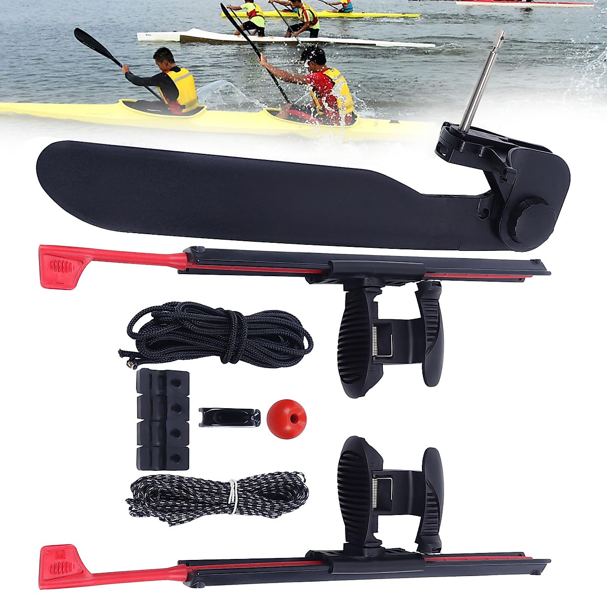 Adjustable Locking Kayak Foot Braces Pedals, with Tail Rudder Direction Steering,Control System Stand for Kayaking Canoe Fishing Boat for Kayaking, Canoe, Fishing Boat