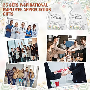 Huquary 25 Sets Employee Appreciation Gifts for Coworker Include 25 Pcs Thank You Keychain 25 Pcs White Seed Packets with White Organza Bags (No Seeds)