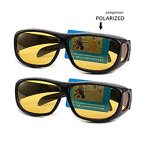 Night Vision Driving Glasses Wrap Around Anti Glare Sunglasses with Polarized Lens for Man and Women (yellow lens)