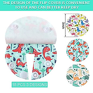Breling 18 Pack Feeding Tube Pads Button Pads Gtube Button Covers Reusable Button Pads g Tube Cutie Dinosaur Feeding Supplies for Kids Baby Breastfeeding Nursing Care Medium