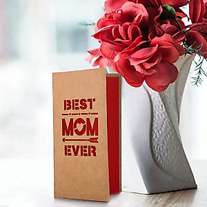 Chinco Mother's Day Greeting Gift Cards,6 Unique Assorted Kraft Die Cut Design Mother's Day Gift Best Mom Ever Cards for Mothers Day Mothers Birthday Party Supplies, Envelopes Included（12 Pieces）