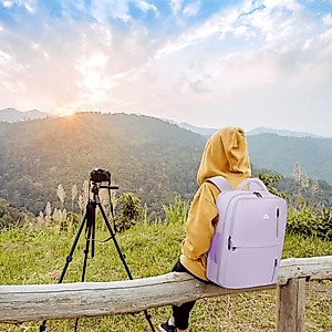 MATEIN Travel Backpacks for Women, Flight Approved 17 Inch Carry on Luggage Backpack with USB Charge Port, 40L Laptop Daypack Business College Overnight Weekender Bag, Light Purple