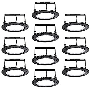Viugreum 10 Pack 100W UFO LED High Bay Light, IP65 Waterproof 6500K Daylight White LED Warehouse Lighting, Commercial Bay Lighting for Garage Barn Workshop Wet Location