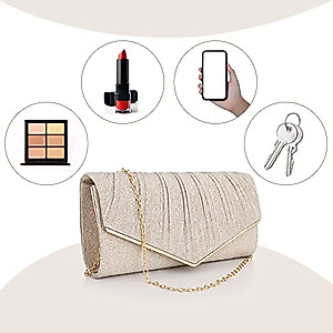 BWKUNOLF Clutch Purse Envelope Clutch Purses Evening Bag Evening Purses Clutches,Women Handbags Shoulder Bag Crossbody Bags for Formal Wedding Party Prom Banquet (Gold)