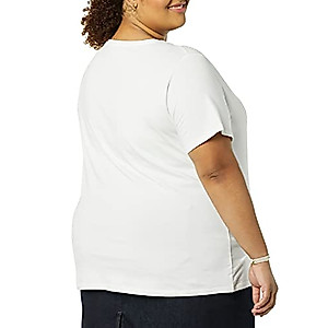 Amazon Essentials Women's Classic-Fit Short-Sleeve V-Neck T-Shirt, Pack of 2, White, Large