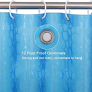 LQFMEHOT EVA Blue Shower Curtain Liner,3D Water Cube 5G Shower Liners with 12 Rustproof Metal Grommets and Weighted Magnets, Waterproof Duty Shower Curtains for Shower Bathroom 72 x 72