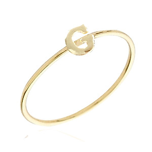 Wrapables Gold Plated Stackable Initial Letter Ring Size 6, Letter G
