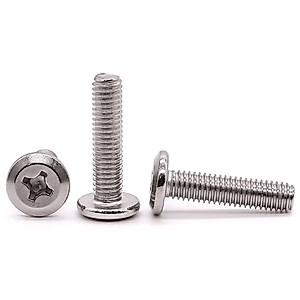 M5 x 8mm (50 PCS) Round Phillips Drive Head Binding Screws, Machine Screws, 304 Stainless Steel 18-8, Full Thread, Furniture Screws Connector Bolts