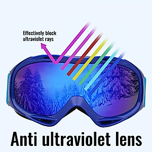 OSTF 1 Pack Ski Goggles, Snowboard Snow Goggles for Men Women Kids Adult Youth, UV Protection Anti-fog Motorcycle Goggles