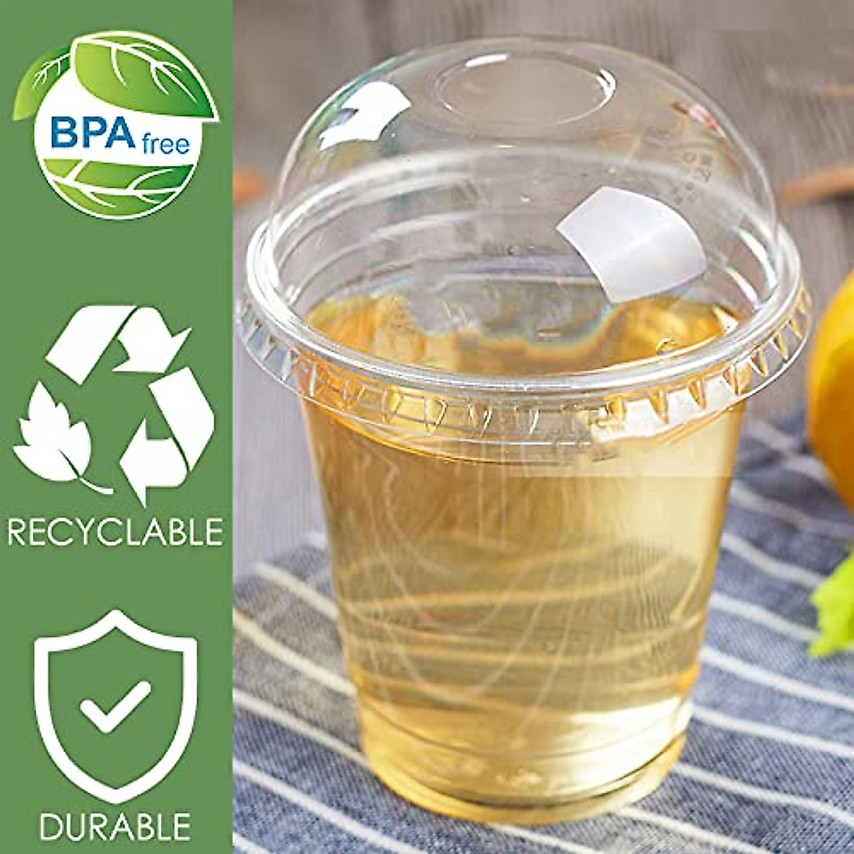 TOFLEN 50Sets 9 oz Clear Plastic Parfait Cups with Dome Lids (No Hole) and Sporks Disposable Party Serving Cups for Desserts, Yogurt Parfait, Fruit, Ice Cream, No Leaking To-Go Breakfast Snack Cups