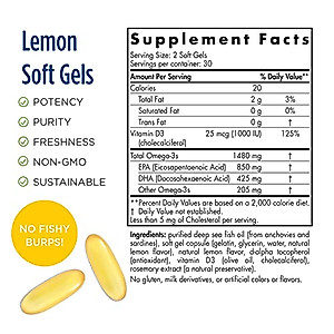 Nordic Naturals Ultimate Omega-D3 Sport, Lemon - 60 Soft Gels - 1480 mg Omega-3 + 1000 IU Vitamin D3 - NSF Certified - Supports Muscle, Bones, Focus & Endurance - 30 Servings