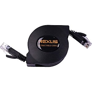 REXUS Retractable Cat 6 Flat Ethernet Network Cable 6.6 FT, 10 Gigabit High Speed LAN Wires Internet Patch Cable with RJ45 Connector for Xbox,PS4,Router, Modem,Switch(C6R20)