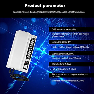 Telephone Intercom, 433Mhz Wireless Intercom System Calling Intercom Secure Interphone Handsets Extendable for Warehouse Office