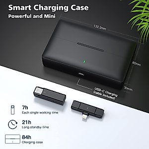 JOSTART Wireless Lavalier Microphone for iPhone/iPad with Charging case, 656ft Range,24H Working,4-Channel Omnidirectional Noise Canceling Lapel Mics for Video Recording Interview Streaming Vlog