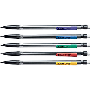 BIC Xtra-Life Mechanical Pencil, Clear Barrel, Medium Point (0.7mm), 12-Count , Black