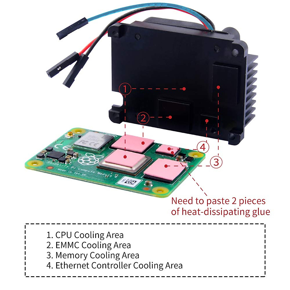 GeeekPi Aluminum Alloy Heatsink with PWM Fan for Raspberry Pi Compute Module 4, Passive Cooling Radiator with Speed Control Fan for Raspberry Pi CM4 Motherboard