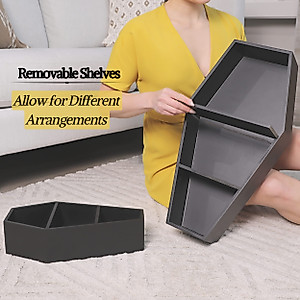 MANNY'S MYSTERIOUS ODDITIES Coffin Bookshelf - Includes Removable Shelves - Small and Large Coffin Shelf 20 Inch and 14 Inch - Gothic Decor for Home