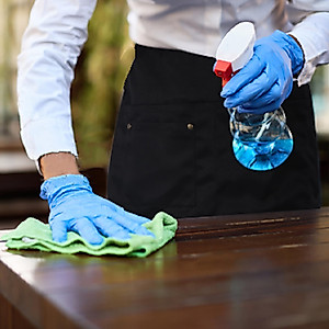 MIKI WELL Server Apron with 5 Pockets - Waterdrop Resistant Waitress Waiter Waist Short Apron,Black