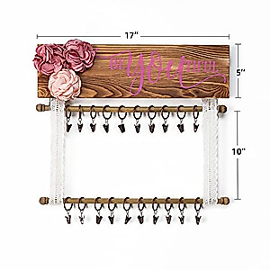 SOONOW Bow Holder for Girls Hair Bows, Baby Headband Organizer, Bow and Headband Storage Holder for Baby Girl Nursery Decor (Brown)