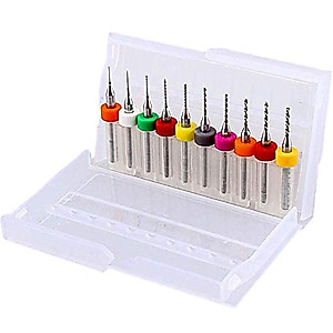 KEWAYO 10 Pcs 0.6mm to 1.5mm Tungsten Carbide Macro Drill Bits Set, PCB Drill Bit Set, Mini Drill Bit 1/8 Inches Shank for Print Circuit Board, Amber, Beeswax, Rough Stone, Dremel, Jewelry