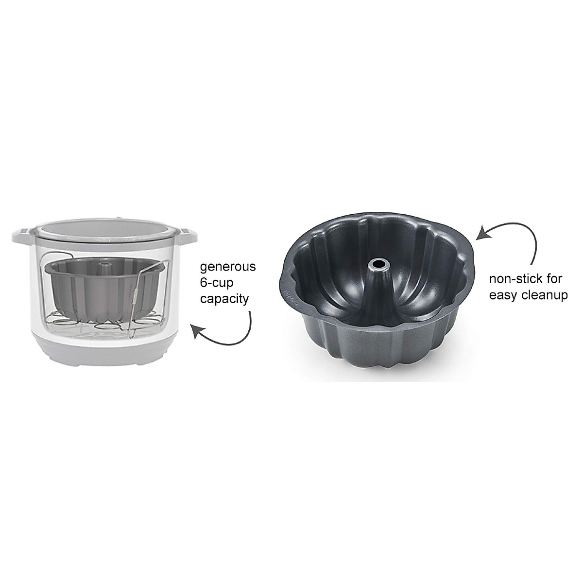 Instant Pot Official Fluted Cake Pan, 7-Inch, Gray