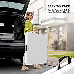 VINGLI 6 FT Plastic Folding Table Set with 8 Black Folding Chairs for Picnic, Event, Training, Outdoor Activities, at Home and Commercial Use