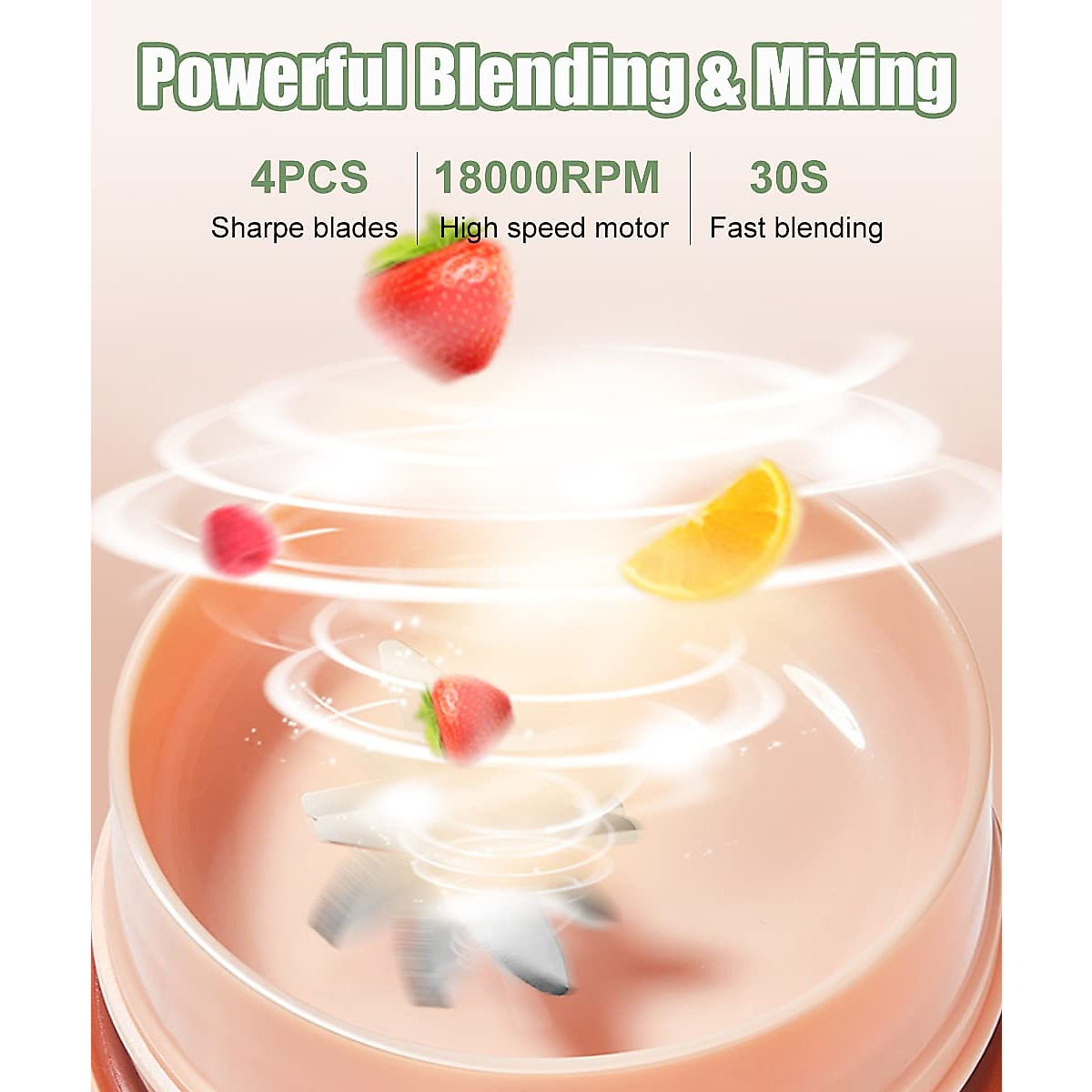 14Oz Mini Portable Blender for Shakes and Smoothies, Personal Size Blender for Traveling, Outdoor, Gym, Office, Rechargeable Mini Juicer Cup with Ice Cube Tray Included