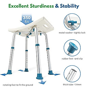 Auitoa Shower Stool with Shower Head Holder and Handles, Tool-Free Assembly Shower Chair for Bathtub and Inside Shower, Adjustable Shower Seat for Seniors, Elderly, Handicapped, Pregnant (350lbs)