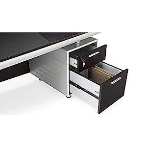 Zuri Furniture 83" Modern Kennedy Executive Dark Wood Desk with Left Return