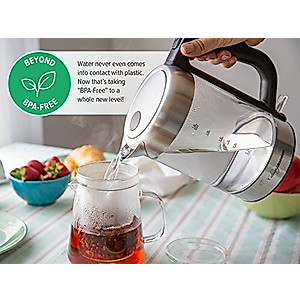 Glass Electric Kettle | BPA Free with Borosilicate Glass & Stainless Steel - 1.8 Liter Rapid Boil Cordless Teapot with Automatic Shut Off - the Best Hot Water Heater for Tea, Coffee, Soup, and More!