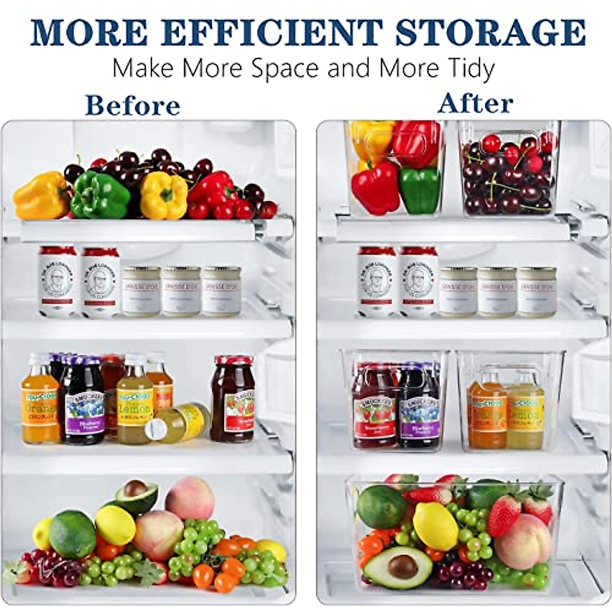 KOKITEA Clear Storage Bins With Lids, 4 Pack Plastic, Stackable Food Storage Organizer Bins For Kitchen Organization, Pantry And Fridge