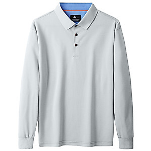 SWISSWELL Men Shirts Long Sleeve Moisture Wicking Golf Shirts Performance Athletic Shirts Light Grey 3XL