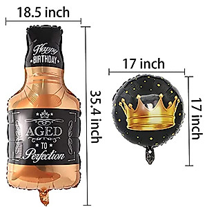 5 Pcs Whiskey Bottle Beer Balloons Crown Balloons Beer Party Decorations, For Birthday Party Decorations Beer Festival Birthday Balloons for Men,39 Inch Aluminum Foil Balloons Cheers…