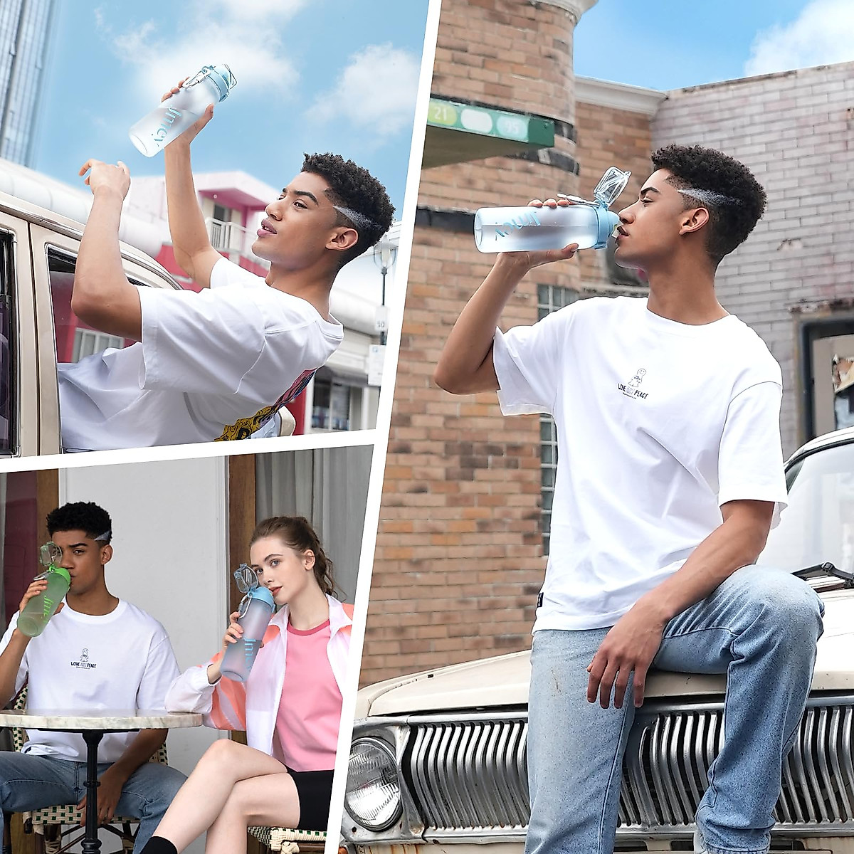 JMEY [Upgrade Gen 3.0] Scent-Based™ Water Bottle with Straw Leakproof Flip, 1-Pack Scent Pod (D-Ring™ Plus), BPA-Free, 32-Ounce for Travel Sports Camping Hiking Home Outdoor School - Pink+Clear Lid