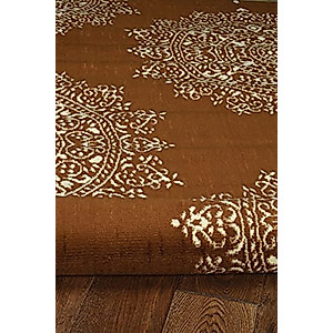 Linon Capri  Medallion Beige White 4'4 x7'3, 3 x 7'3, Brown