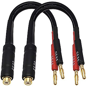 CESS-023-6i Banana Plugs to RCA Cable 6-inch, Phono Banana Speaker Cable, 2 Pack