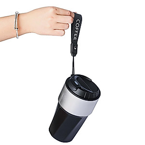 Avovy Travel Coffee Mug, 14oz Insulated Coffee Tumbler with Leadproof Flip Lid To-go, Stainless Steel Reusable Coffee Cup for Hot and Cold Water(Black - 400ML)