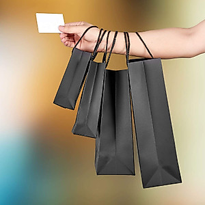 24 Pieces Kraft Paper Bags with 24 Pieces Copy Papers 4 Different Sizes Paper Bags Paper Shopping Bags in 6 Inches 8 Inches 11 Inches and 13 Inches for Birthday Graduations Parties Wedding (Black)