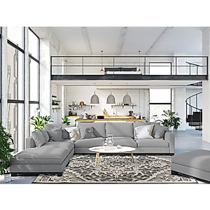 Nautica Home Living Room Area Rug 7' 10" X10 Textured Living Room Rug | Modern Home Décor | Westport Medallion Navy/Grey