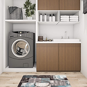 Rugshop Contemporary Abstract Circles Anti Fatigue Standing Mat 18" x 30" Gray