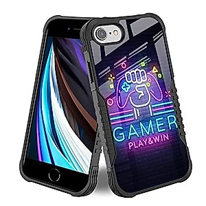 iPhone SE 3rd Gen (2022)/2nd (2020) Case Easter Gamer Play Win Game Over Design for Boys Kids [Shockproof Corners] [Anti-Scratch] [Anti-Slip] Military Grade Protective Case for iPhone 8/7/6/SE