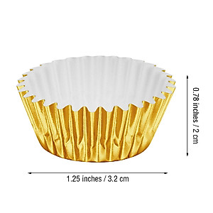 Sumind 400 Pieces Cupcake Liners Mini Foil Metallic Liners Muffin Paper Cases Baking Cups Wrapper Colored Cupcake Chocolates Making for Holiday Wedding Party Baby Showers(Gold)