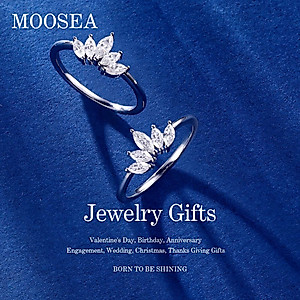 MOOSEA 5 Stone Moissanite Wedding Band for Women, D Color VVS1 Clarity Lab Created Diamond Rings 14K White Gold Vermeil 5 Stone Moissanite Rings for Women Mom Wife Anniversary Rings Jewelry Gifts