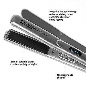 Paul Mitchell Pro Tools Express Ion Style+ 1" Ceramic Flat Iron, Adjustable Heat Settings, For Straightening + Curling