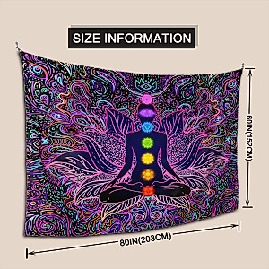 VEEMONIK Seven Chakra Tapestry - Bohemian Mandala Spiritual Tapestries Yoga Meditation Wall Hanging Boho Studio Room Art Home Decoration Gift Bedroom Decor Living Room 78.7" × 59.1"